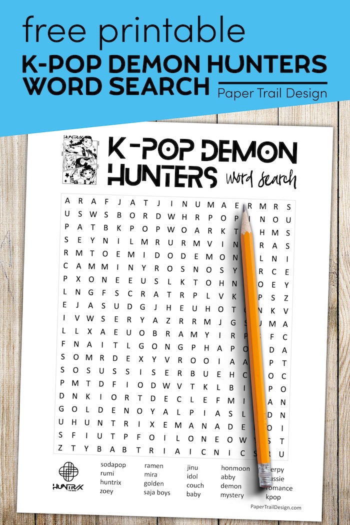 K-Pop Demon Hunters Printable Word Search - Paper Trail Design