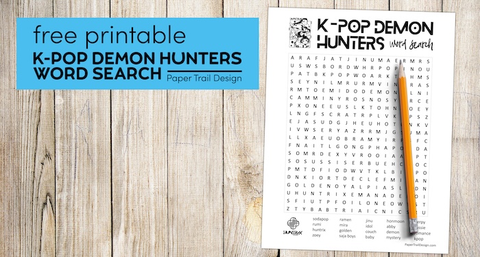 K-Pop Demon Hunters Printable Word Search - Paper Trail Design