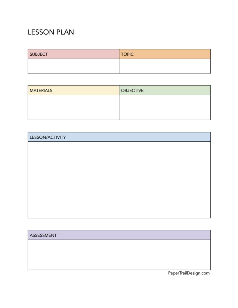 Free Lesson Plan Template for Google Docs - Paper Trail Design
