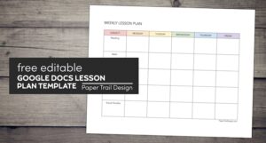 Weekly Lesson Plan Template for Google Docs - Paper Trail Design