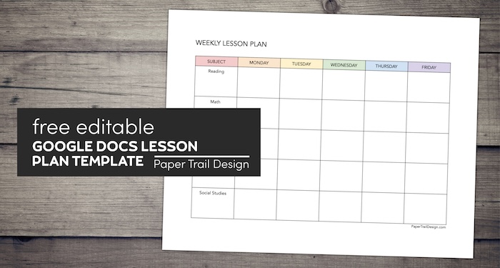 Weekly Lesson Plan Template for Google Docs - Paper Trail Design