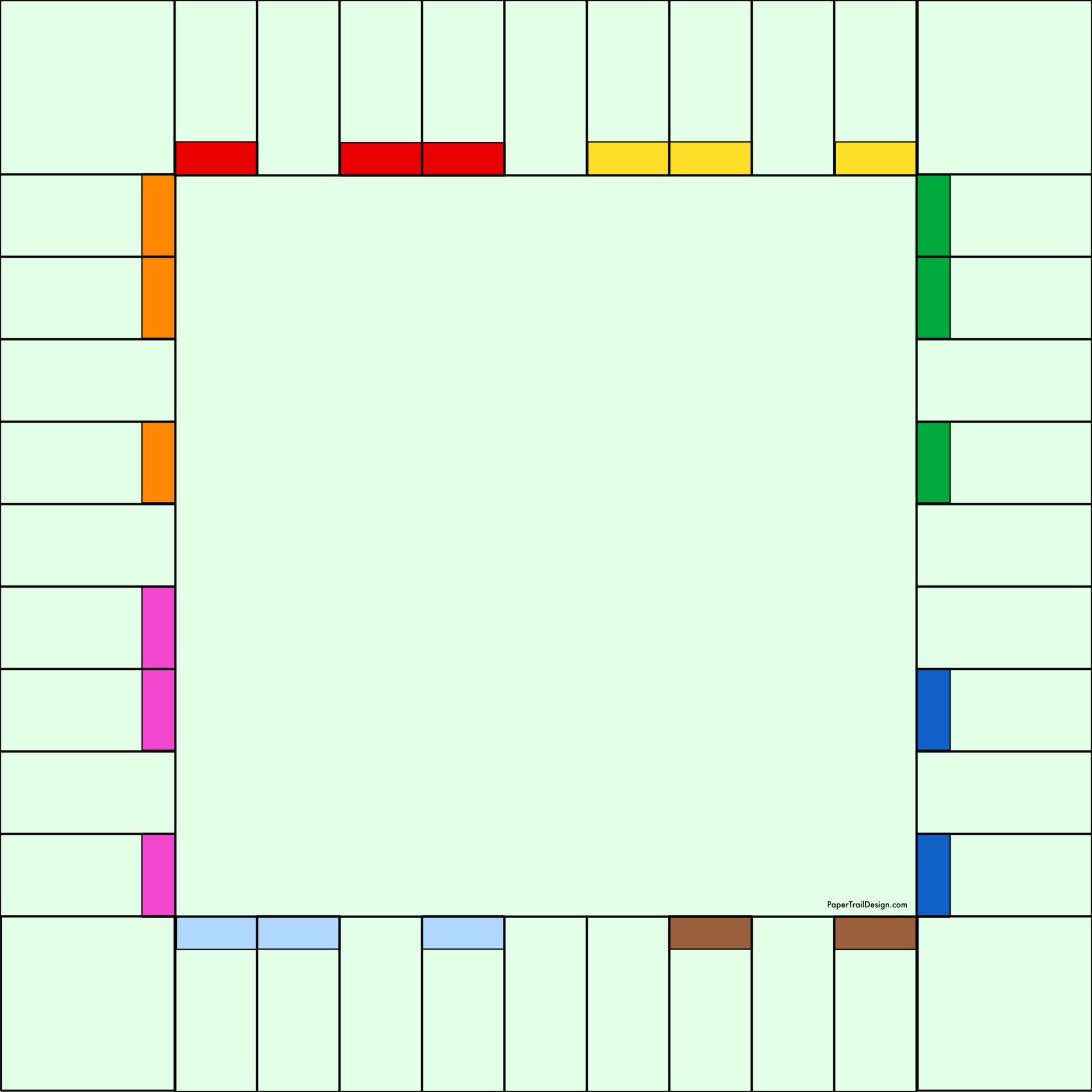 Custom Monopoly Board Template - Paper Trail Design